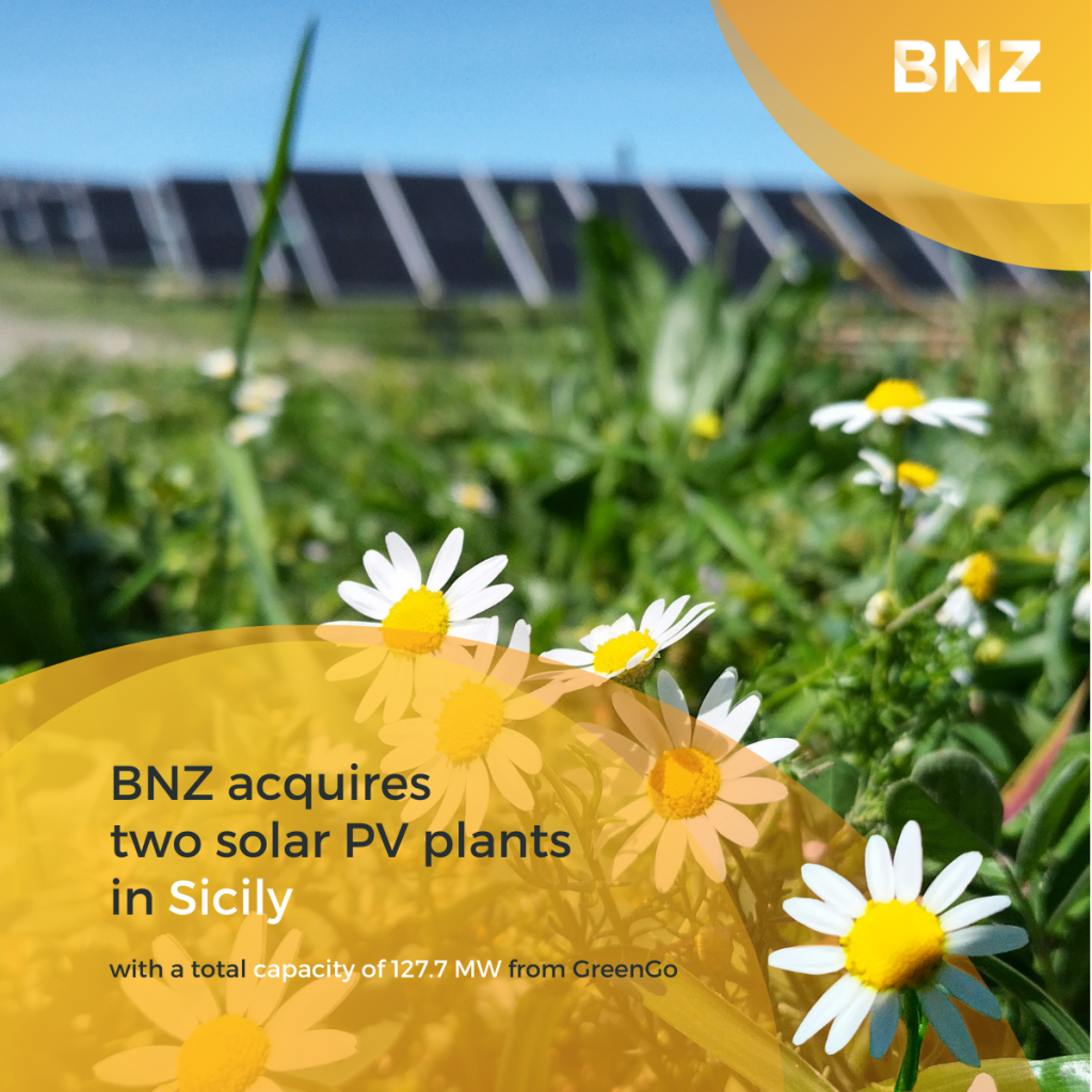 BNZ acquires two solar PV plants in Sicily from GreenGo as a further ...